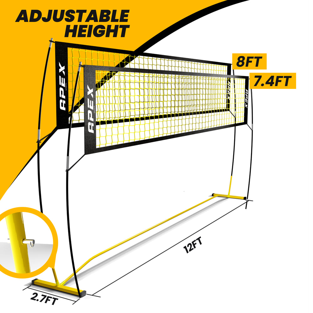 Apex Sports Adjustable Volleyball Net System – Portable Indoor ...