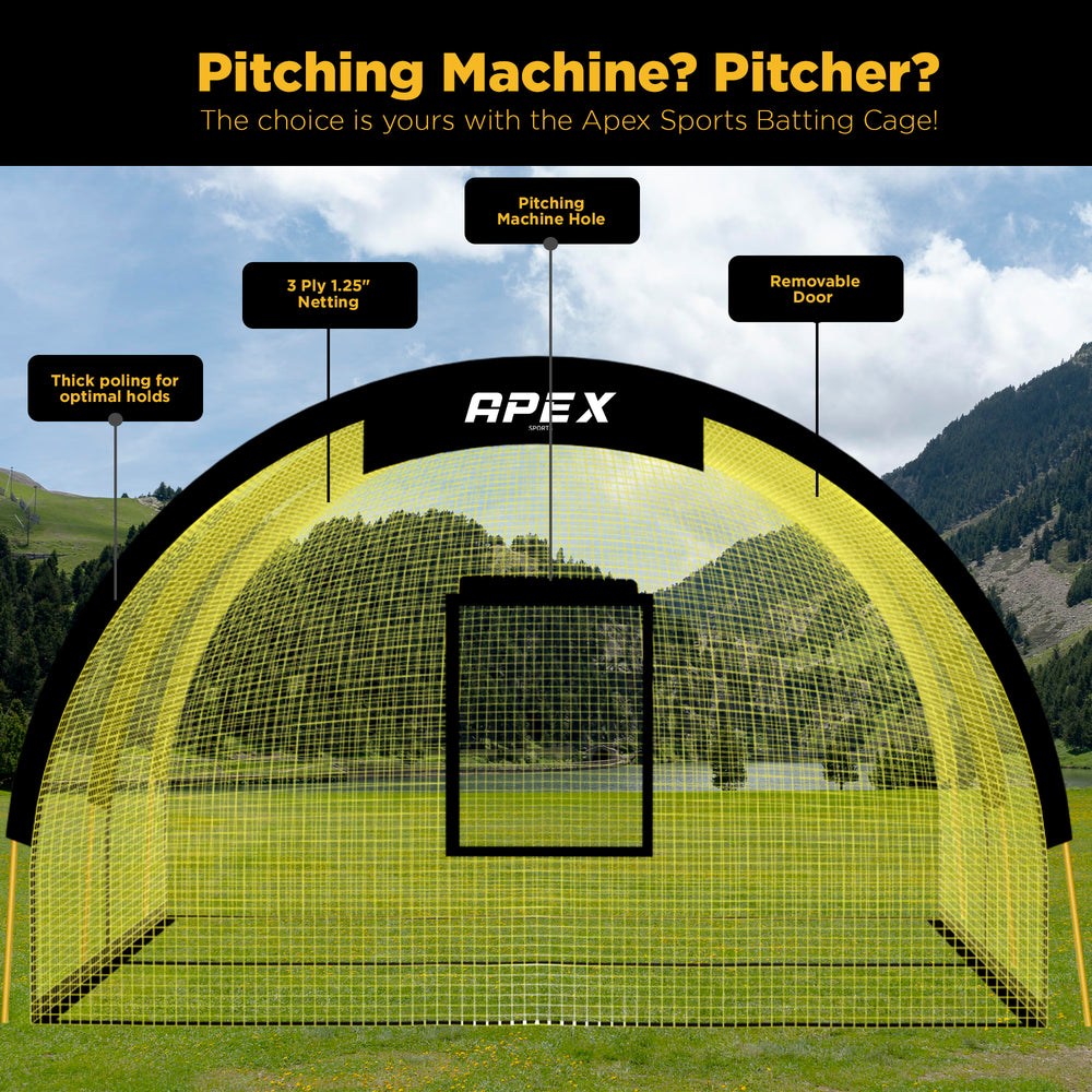 Apex Sports Portable Baseball Batting Cage (22x12x8 ft) – Heavy-Duty ...