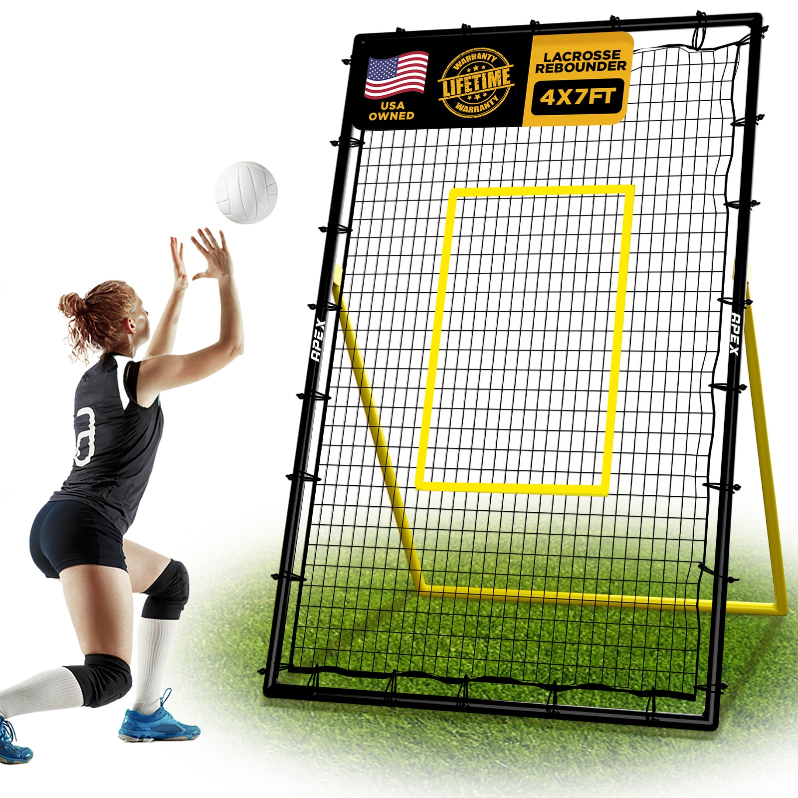 Apex Sports Adjustable Volleyball Rebounder Net 7x4 ft